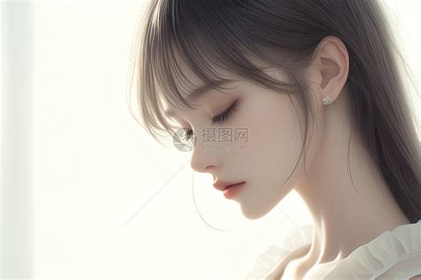 优雅侧身的女孩插画图片下载 正版图片601301019 摄图网