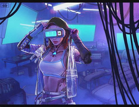 Cyber Cyberpunk Women Robot Redhead Belly Virtual Reality