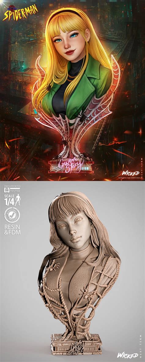 Gwen Stacy Portrait Bust Stl Buy 3d Print Model Download Free