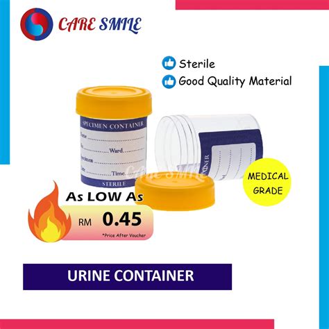Urine Bottle Sterile Urine Container 60ml With Label Yellow Cap Ujian Air Kencing Specimen