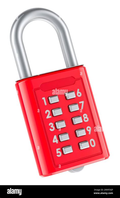 Digit Push Button Password Combination Padlock 3d Rendering Isolated