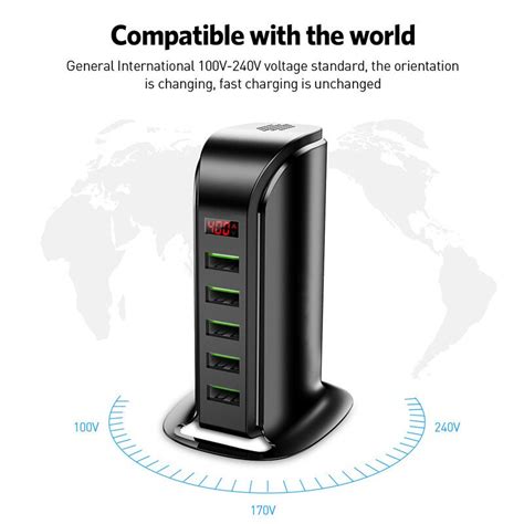 Sindvor 5 Port Usb Hub Charger Led Display Multi U Grandado