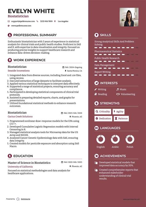 10 Biostatistician Resume Samples And Templates For 2025