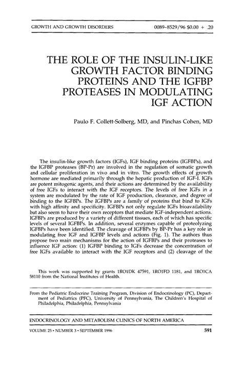 Pdf The Role Of Insulin Like Growth Factor Binding Proteins And The Igfbp Proteases In
