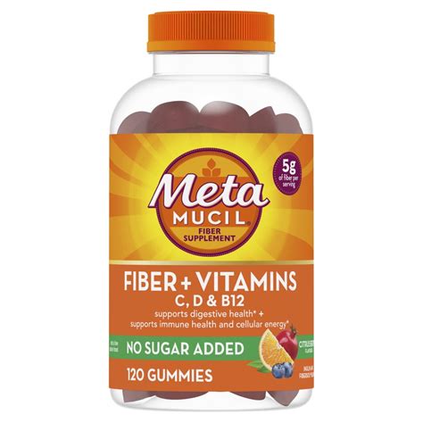 Metamucil Daily Fiber Supplement Gummies Plus Vitamins C D And B12 120
