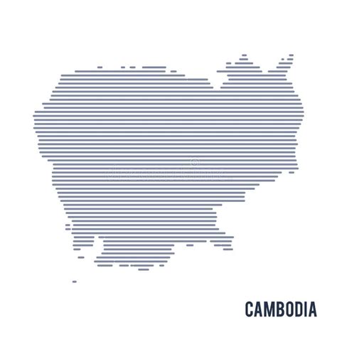 Vector Abstract Hatched Map Of Cambodia With Lines On A White Background Stock Illustration
