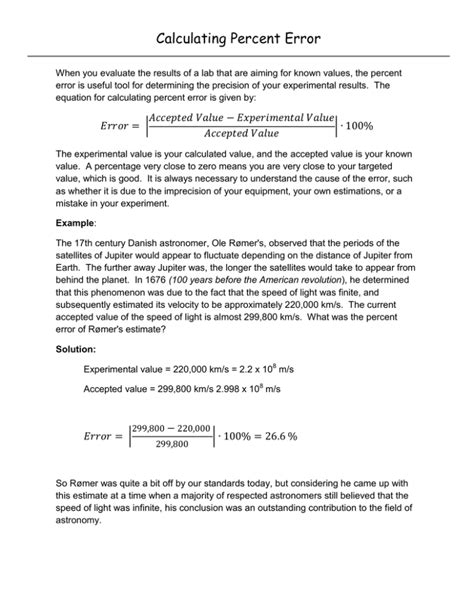 Calculating Percent Error