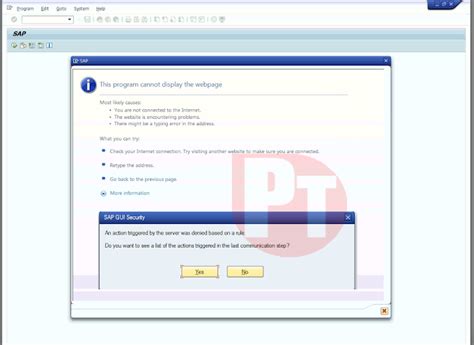 an action triggered by the server was denied based on a rule sap