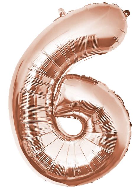 Number 6 Metallic Rose Gold Balloon Foil Number Balloon