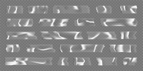 사실적인 투명 접착제 테이프 끈적 끈적한 플라스틱 스트립 컬렉션 접착제 스카치 테이프 조각 벡터 일러스트레이션 접착 테이프에 대한 스톡 벡터 아트 및 기타 이미지 Istock