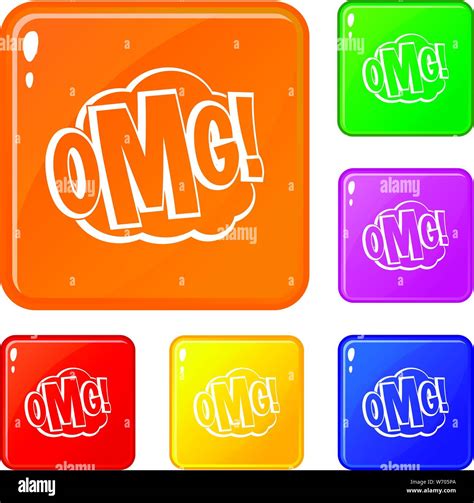 OMG, comic text speech bubble icons set vector color Stock Vector Image & Art - Alamy