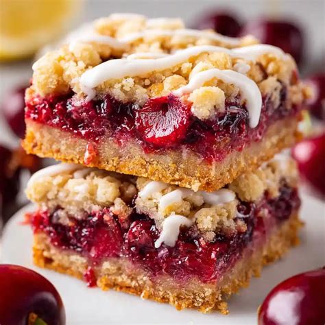 Cherry Pie Bars With Lemon Glaze Easy Dessert Recipe