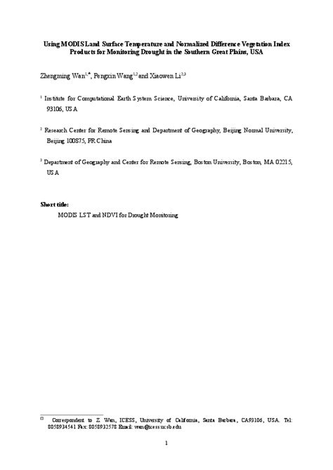 Doc Using Modis Land Surface Temperature And Normalized Difference Vegetation Index Products