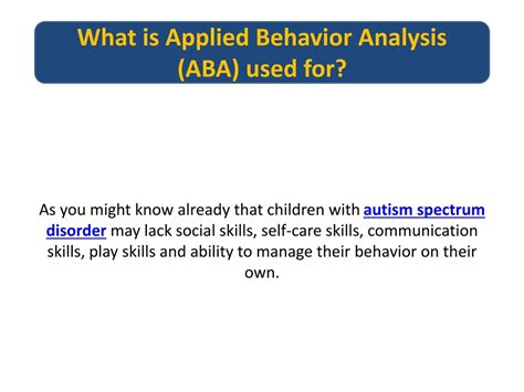 Ppt Applied Behavior Analysis Aba Therapy In Bangalore Powerpoint