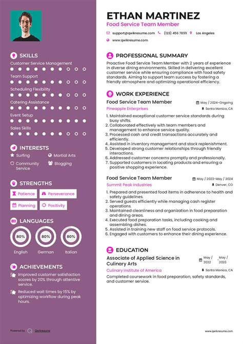 10 Food Service Team Member Resume Samples And Templates For 2026