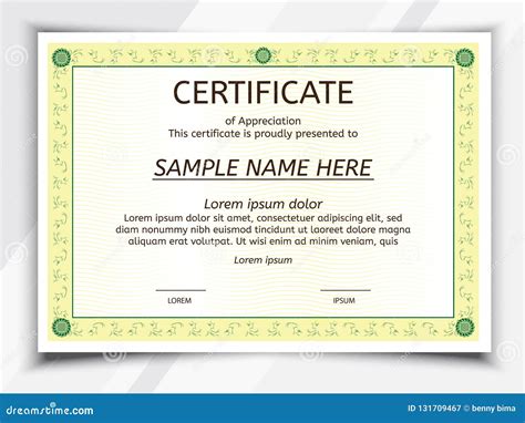 Certificate Landscape Template Stock Vector Illustration Of Blue