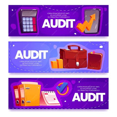 Coleção De Banner De Auditoria Realista Vetor Grátis