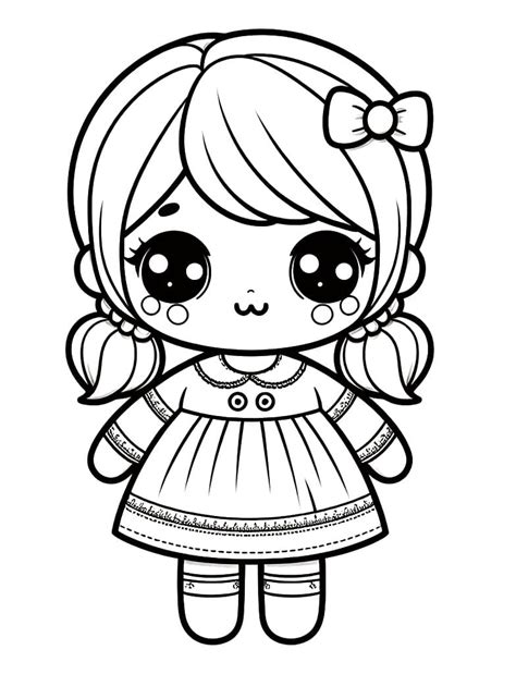 Desenhos De Boneca Kawaii Para Crianças Para Colorir E Imprimir