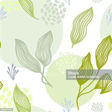 잎 식물학 원활한 패턴입니다 녹색 장식 나뭇잎입니다 차분하고 트렌디한 색조의 흰색 배경에 그림이 그려져 있습니다 배경 벽지 랩에 대 한 디자인 요소 미니멀리스트 벡터