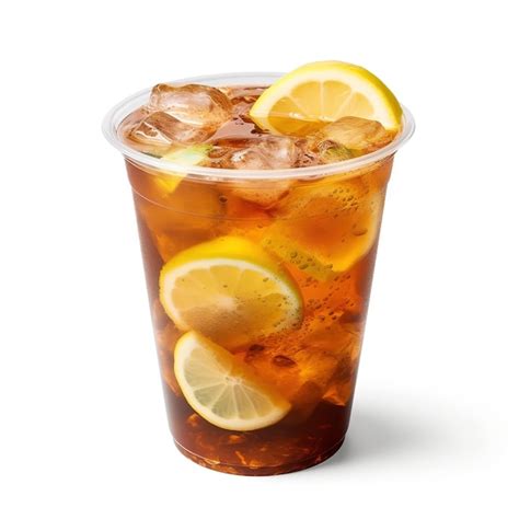 Premium Photo Ice Lemon Tea In Plastic Glass