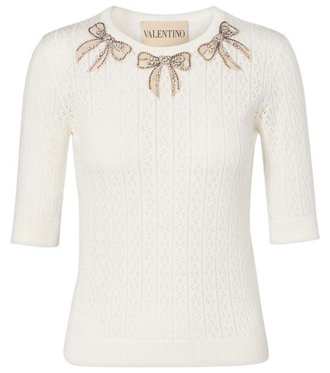 Valentino Crystal Embellished Cotton Sweater Valentino