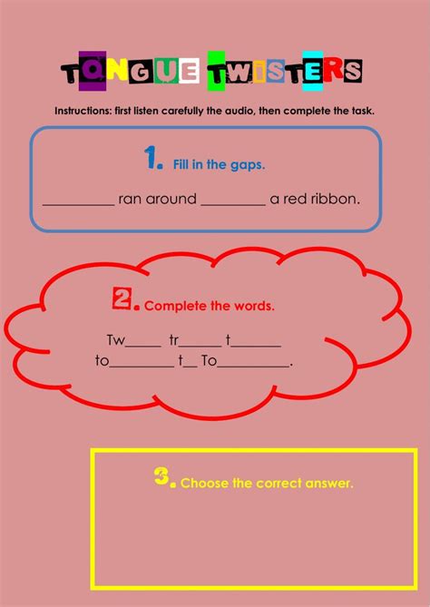 Tongue Twisters Free Interactive Worksheets 564206