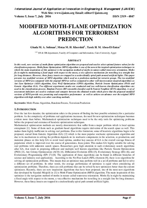 Modified Moth Flame Optimization Algorithms For Terrorism Prediction