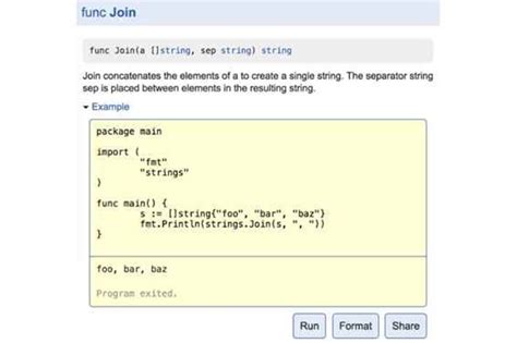 An Interactive Example Of Stringsjoin In Godoc