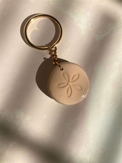 Polymer Clay Keychain Sand Dollar Coastal Aesthetic Beach Vibes Etsy