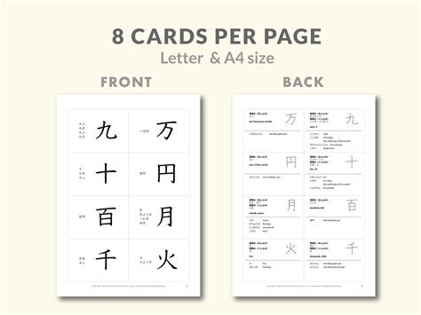 Japanese Kanji Flashcards For Beginners Jlpt N5 Level Etsy Uk