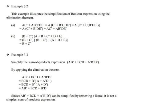 Boolean Algebra How Does The Elimination Theorem Work In These Cases