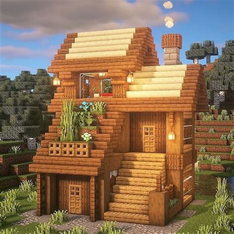 Minecraft Builds And Tutorials On Instagram “one Chunk House 🪵 👉follow Minecraftxposts For