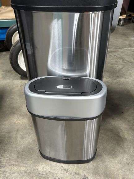 2pc Ninestars Stainless Motion Sensor Trash Cans Earls Auction Company