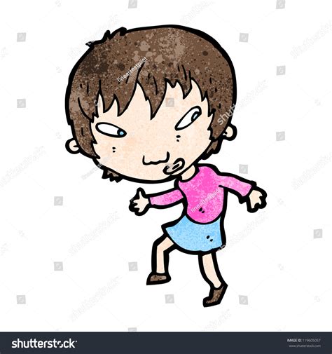 Cartoon Tiptoeing Girl Stock Vector Royalty Free Shutterstock