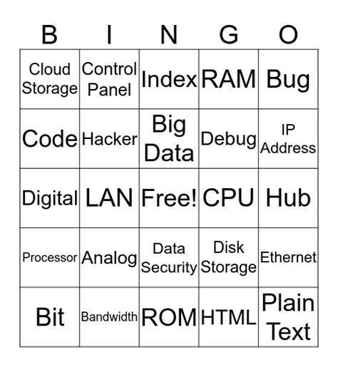 Computer Science Vocab Bingo Card