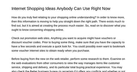Shopping Online Ideas You Can Now Use Right Nowicrurpdfpdf Docdroid