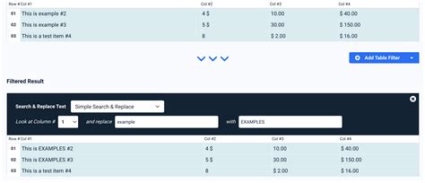 Search Replace Text Filter Table Docparser