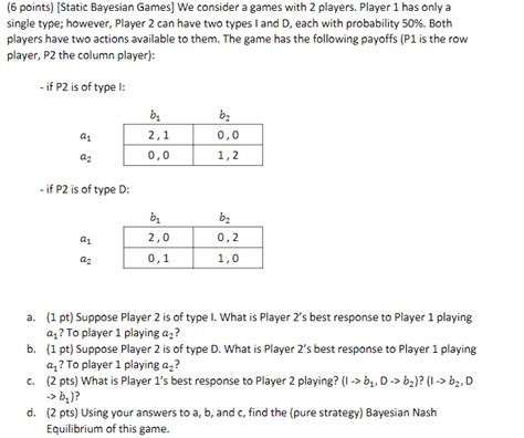 Solved 6 Points Static Bayesian Games We Consider A