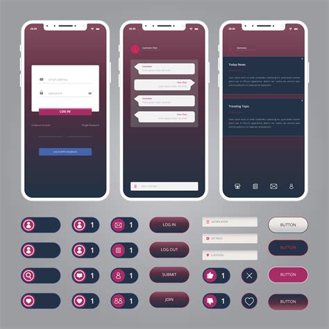 Wireframe Element Mobile And Application In Modern Style Flat Design