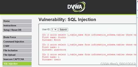 Dvwa靶场通关（sql注入）dvwasql注入攻击实验 Csdn博客