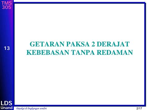Solution 305 13 Getaran Paksa Dua Derajat Kebebasan Tanpa Redaman