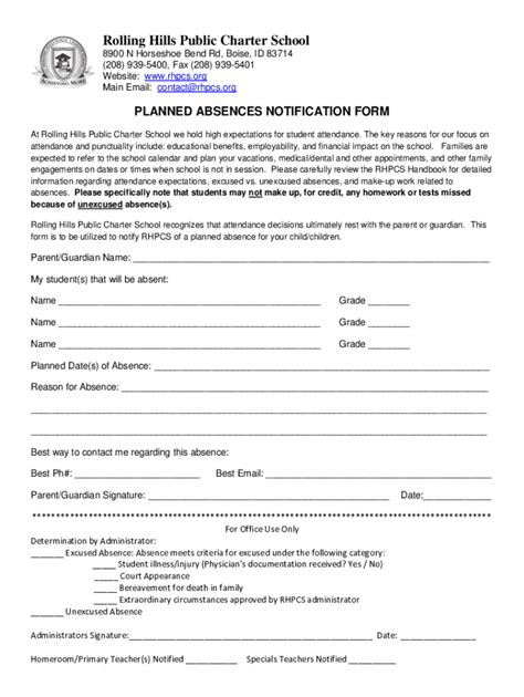 Fillable Online Planned Absence Notification Form Fax Email Print Pdffiller