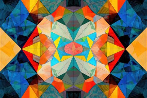 A Symmetrical And Colorful Geometric Pattern Made Of Angular Shapes
