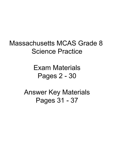 Solution Massachusetts Mcas Grade 8 Science Practice Exam Studypool