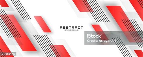 빨간색 흰색 기하학적 추상적 배경 겹침 레이어 웹 배너 전단지 카드 또는 브로셔 표지에 대한 현대적인 그래픽 디자인 요소 라인 스타일 개념 0명에 대한 스톡 벡터 아트 및