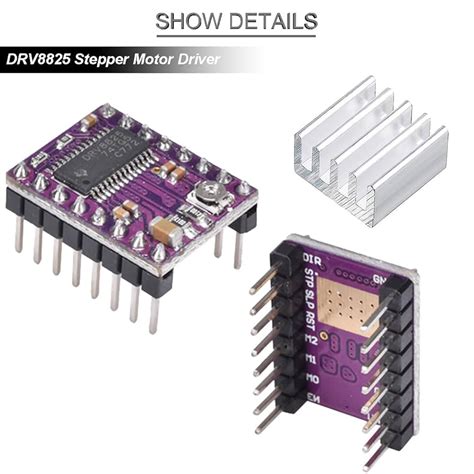 Drv8825 3d Printer Motor Driver Module With Heat Sink 6pcs Drv8825