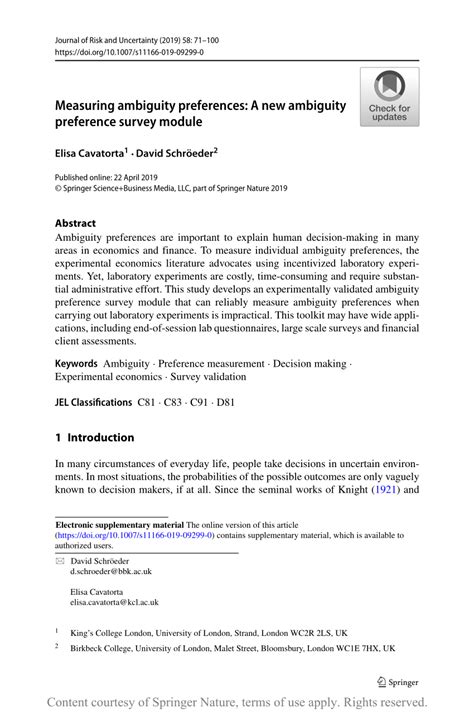 Measuring Ambiguity Preferences A New Ambiguity Preference Survey