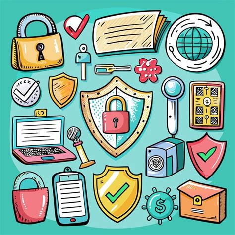 Security Privacy Icon Set Vector Graphics Premium Ai Generated Vector