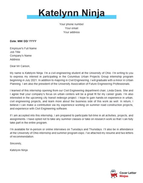 United Nations Internship Cover Letter Sample Cover