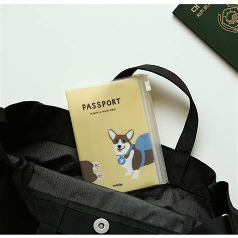 Dailylike Backpack Corgi Zip Pocket Travel Passport Cover